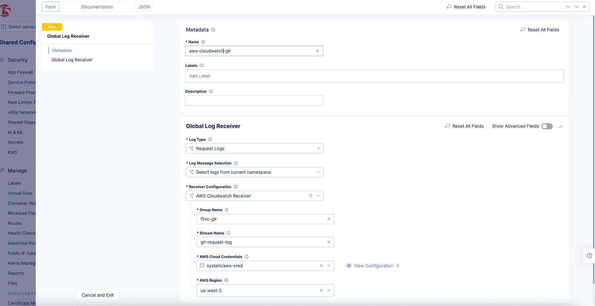 Configure Global Log Receiver | F5 Distributed Cloud Technical Knowledge