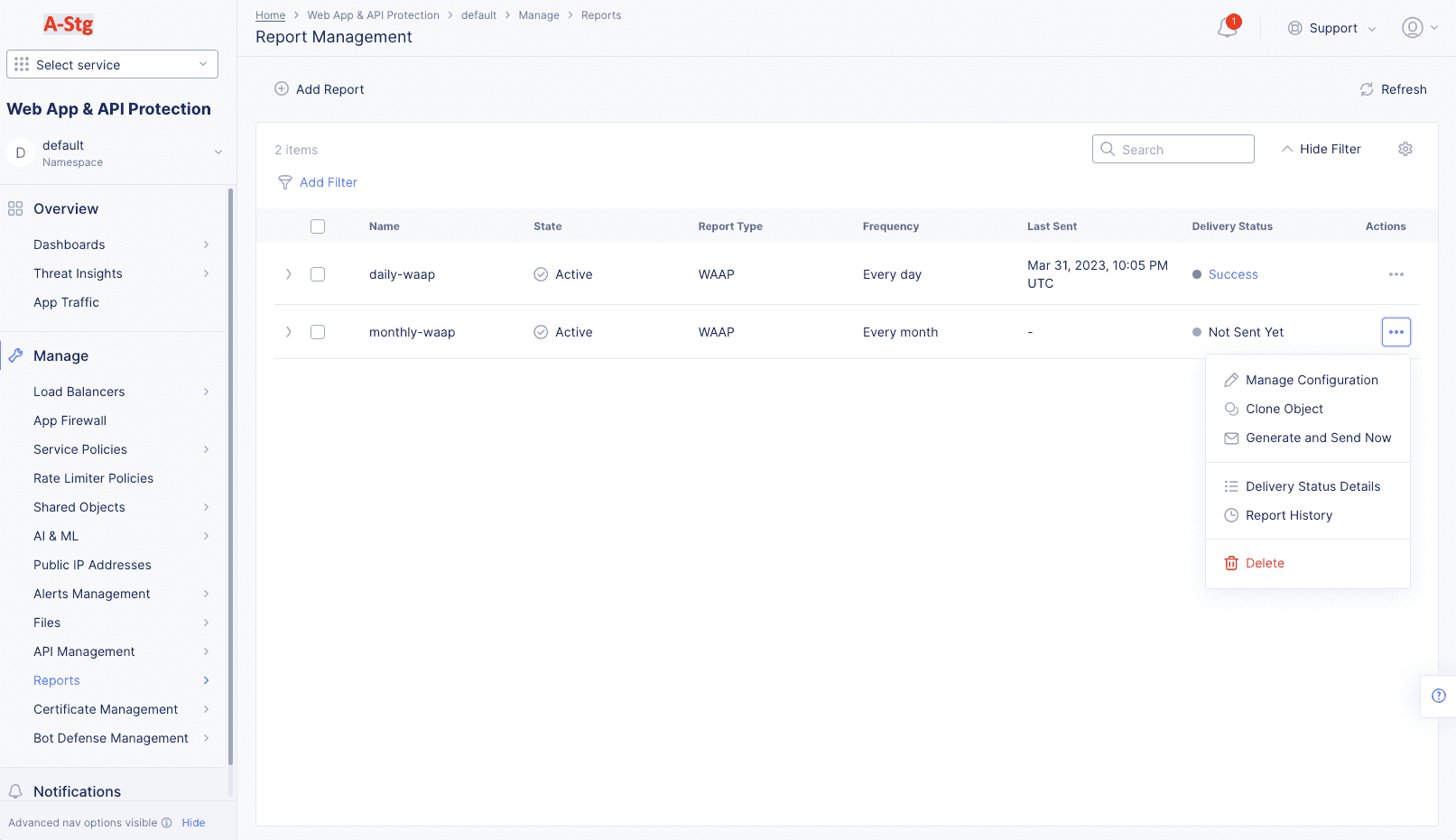 Reports | F5 Distributed Cloud Technical Knowledge
