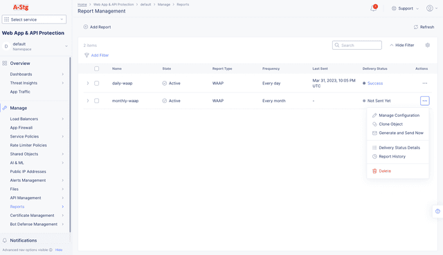 Reports | F5 Distributed Cloud Technical Knowledge