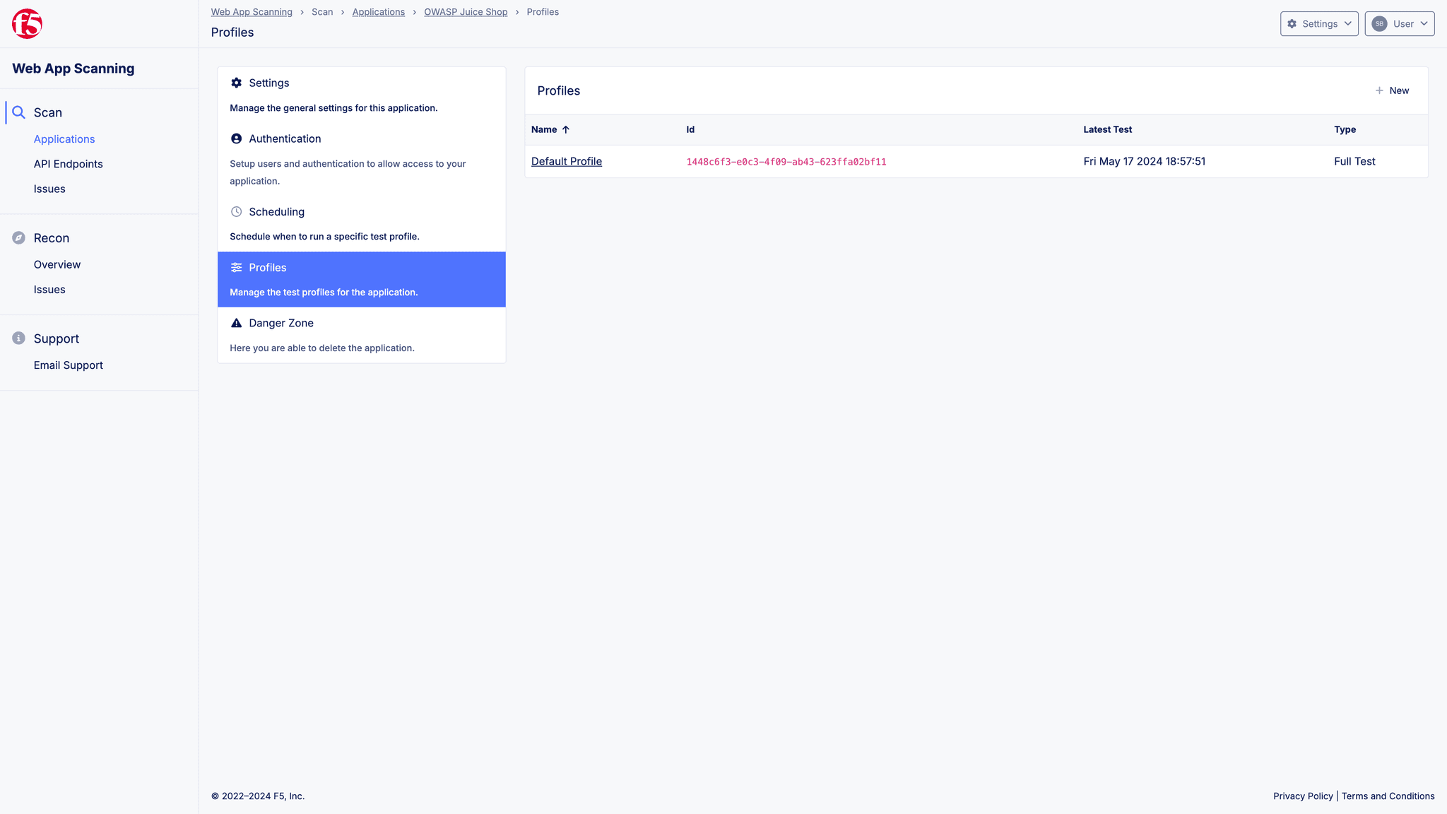 Create a New App in Web App Scanning | F5 Distributed Cloud Technical ...